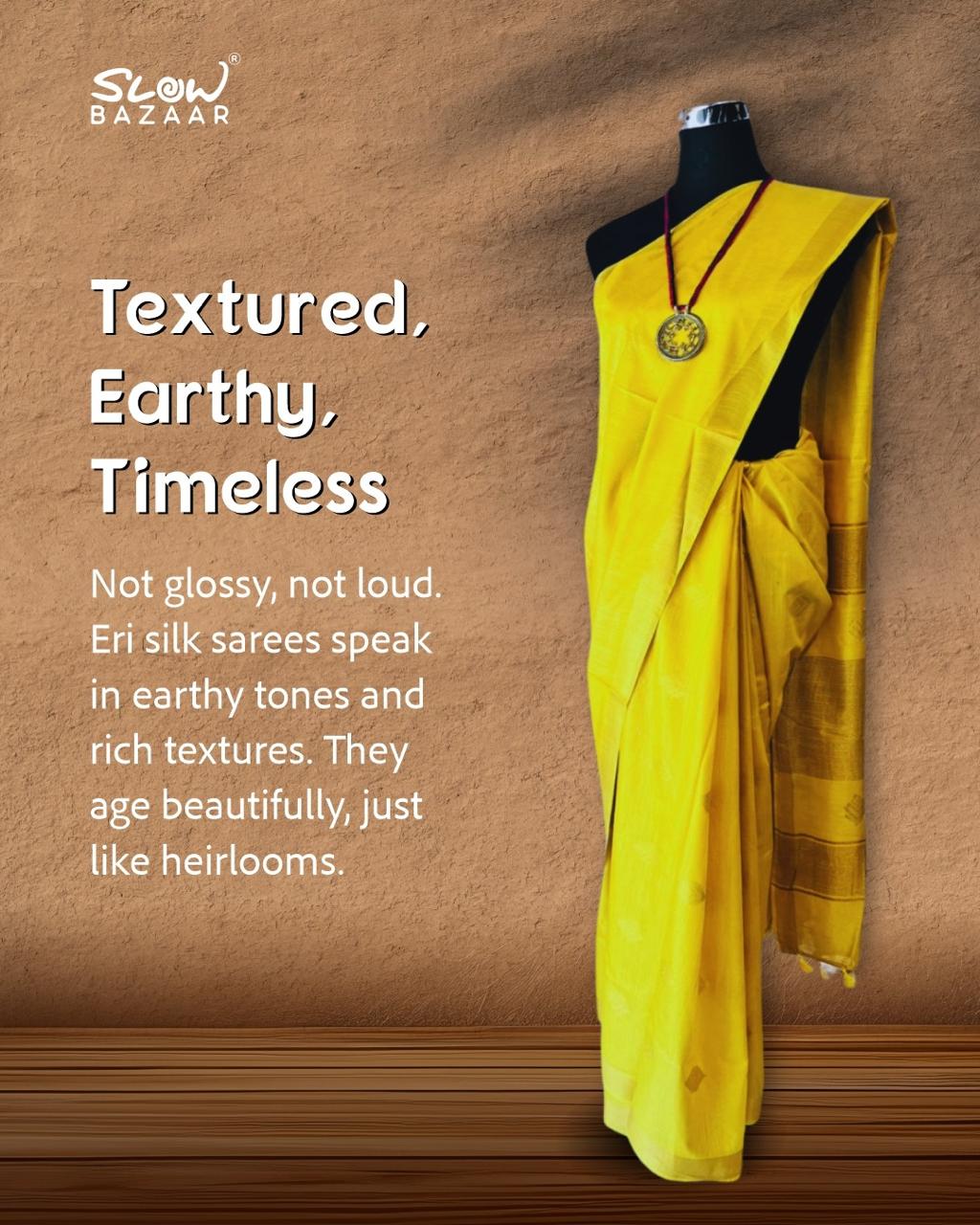 Deep Yellow Eri Silk – SlowBazaar